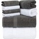 White Classic Luxury Cotton 8Pc Multi Size Towel Set [2 Bath Towels, 2 ...